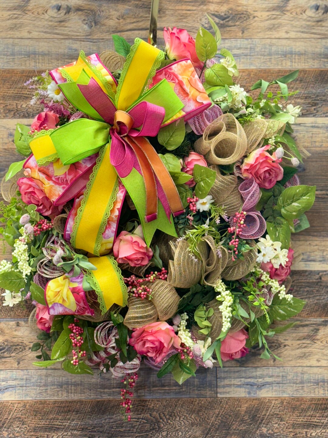 Spring Roses Wreath for Front Door, Everyday Rose Wreath for Decor ...