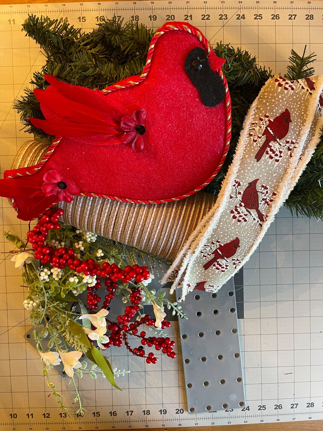 Red Cardinal Swag DIY Kit, Diy Winter Cardinal Swag, Red Cardinal Diy ...