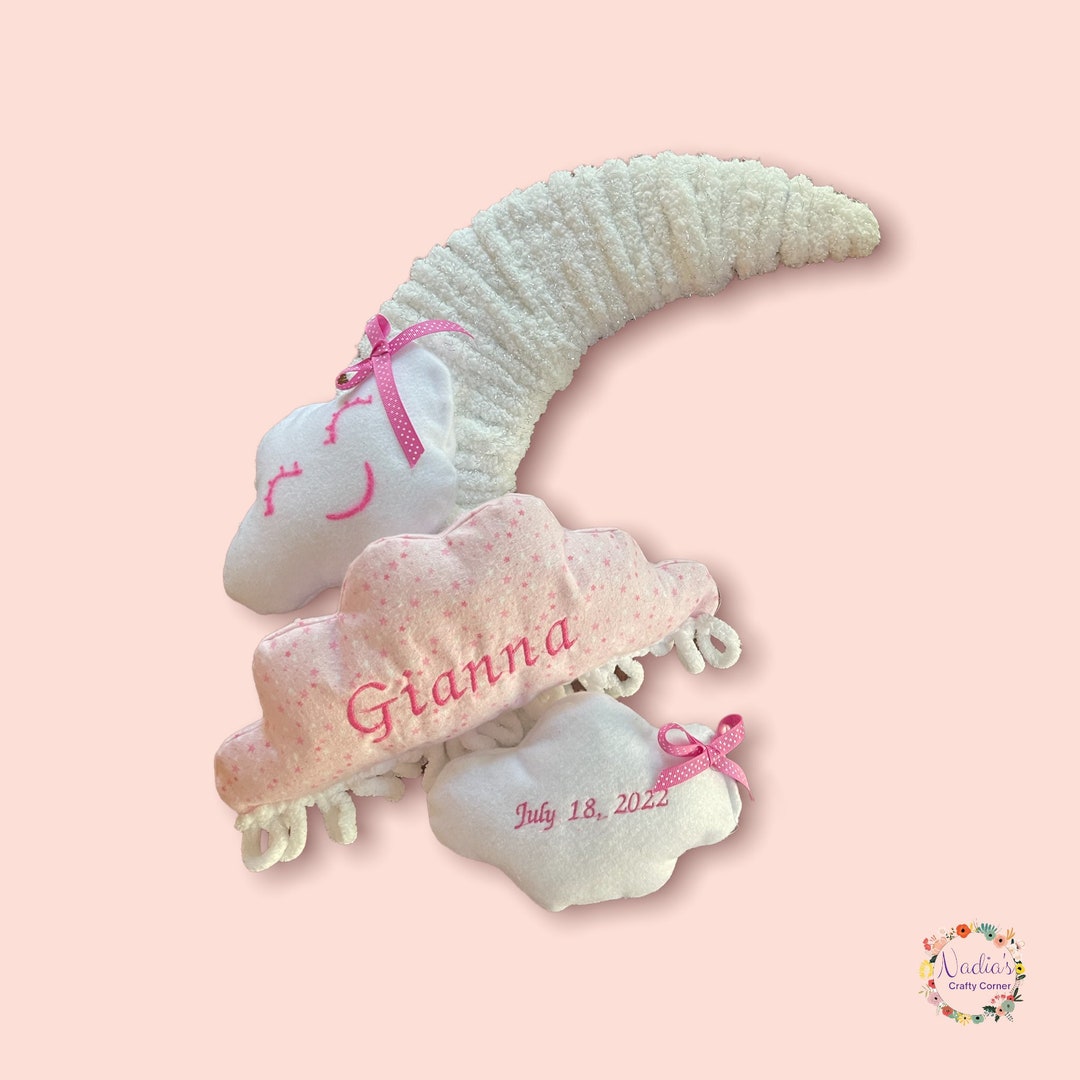 Personalized Baby Clouds Wall Decor, Personalized Baby Decor, Moon and ...