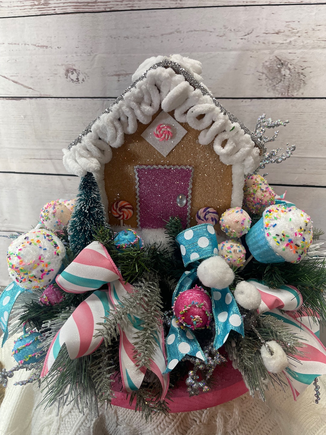 Gingerbread House Centerpiece , Gingy House Tabletop Decor, Gingerbread ...