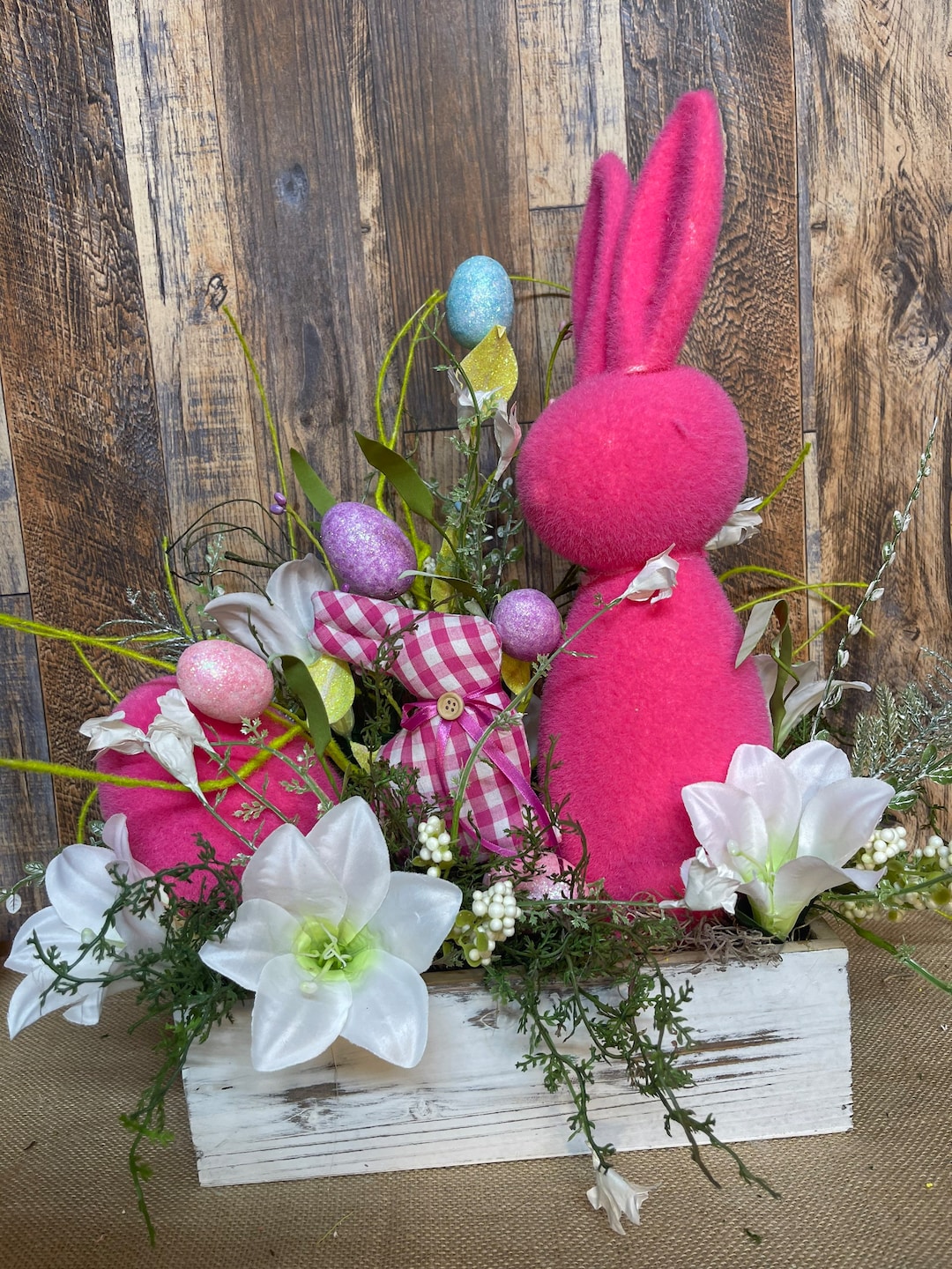 Easter Bunny and Egg Centerpiece, Easter Table Arrangement, Easter Eggs ...