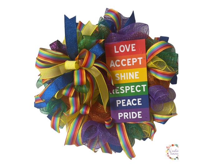 Add Rainbow Welcome Sign With Wreath Purchase, Colorful Inclusive ...