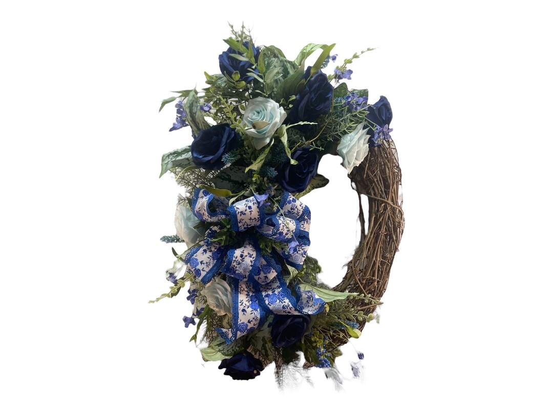 Everyday Roses Grapevine Wreath, Front Door Roses Decor, Twig Door ...