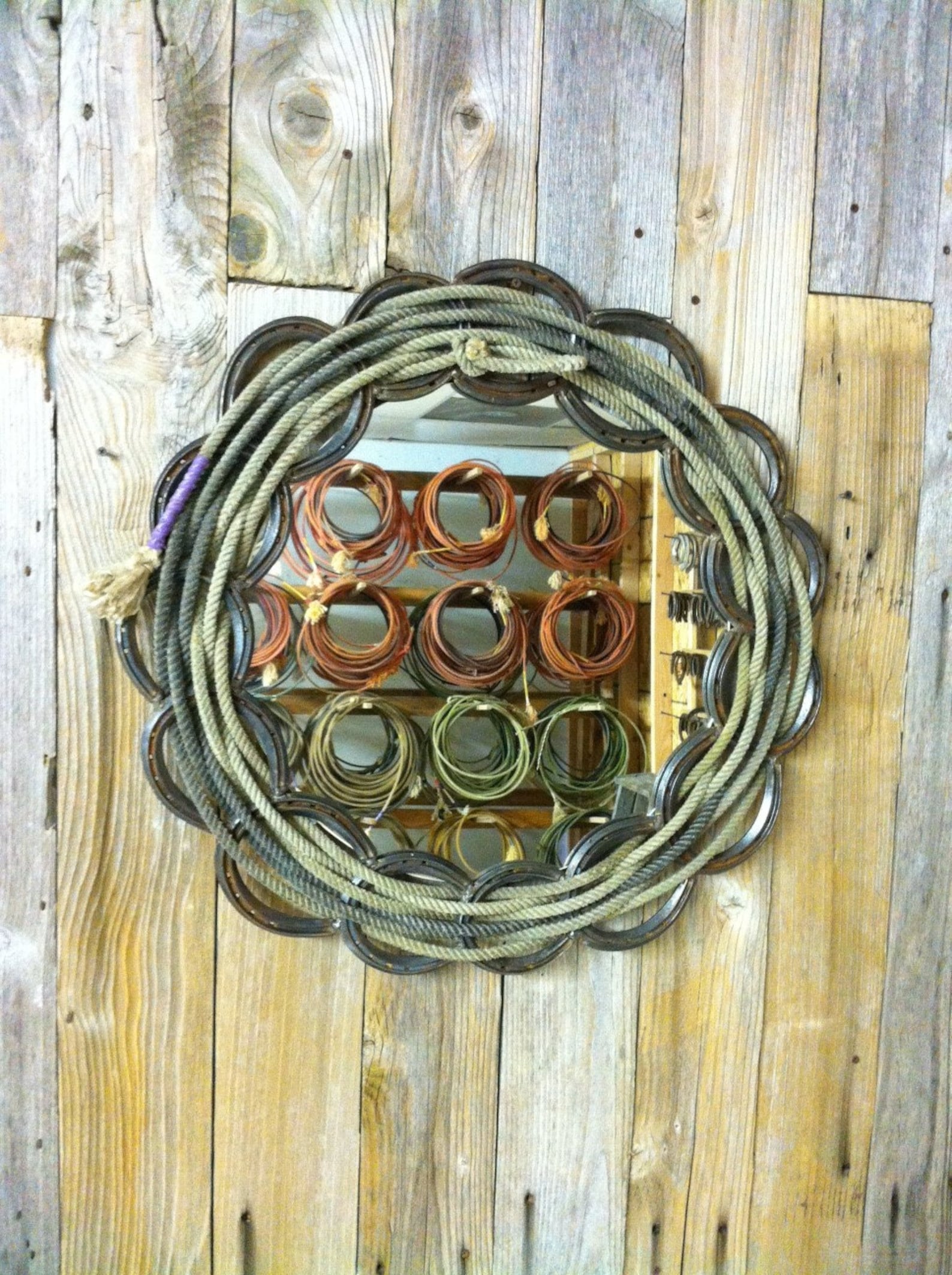 Lariat Rope/horseshoe Mirror - Etsy