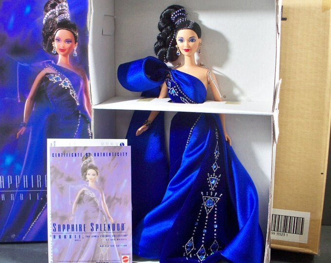 1996 Sapphire Splendor Barbie by Bob Mackie-jewel Essence Barbie Dolls ...