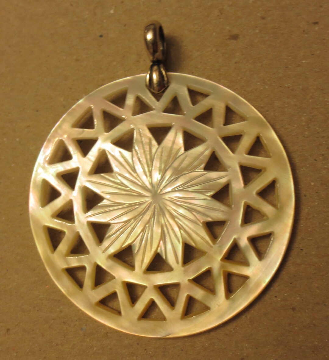 Large Cut Shell Summer 12-point Flower Star Cutout Pendant-exc - Etsy