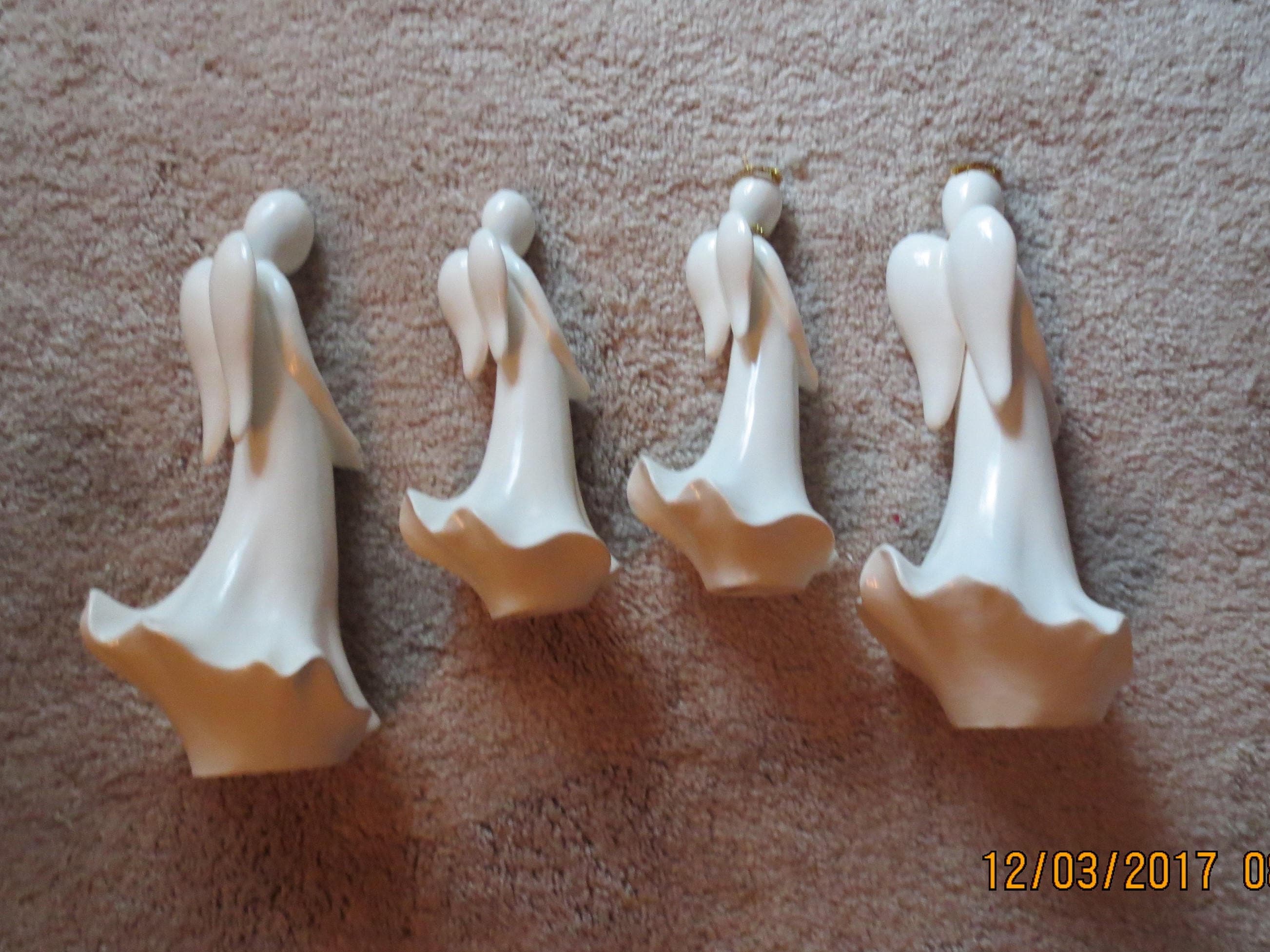 Vintage Faceless Porcelain Angels, 2 Ten Inch, 1 Seven and a Half Inch ...