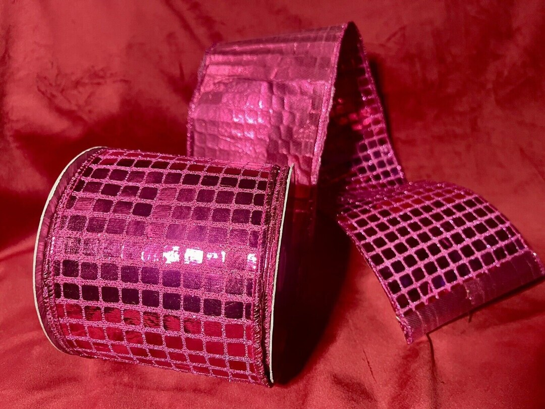 Fuchsia, Wired, Mosaic Tile RIBBON 4 Wide 10 Yards Sparkle and Shine ...