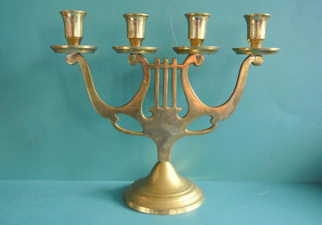 Large Vintage 1940s Classic Art Neuvo Jugend Brass Candleholder With ...