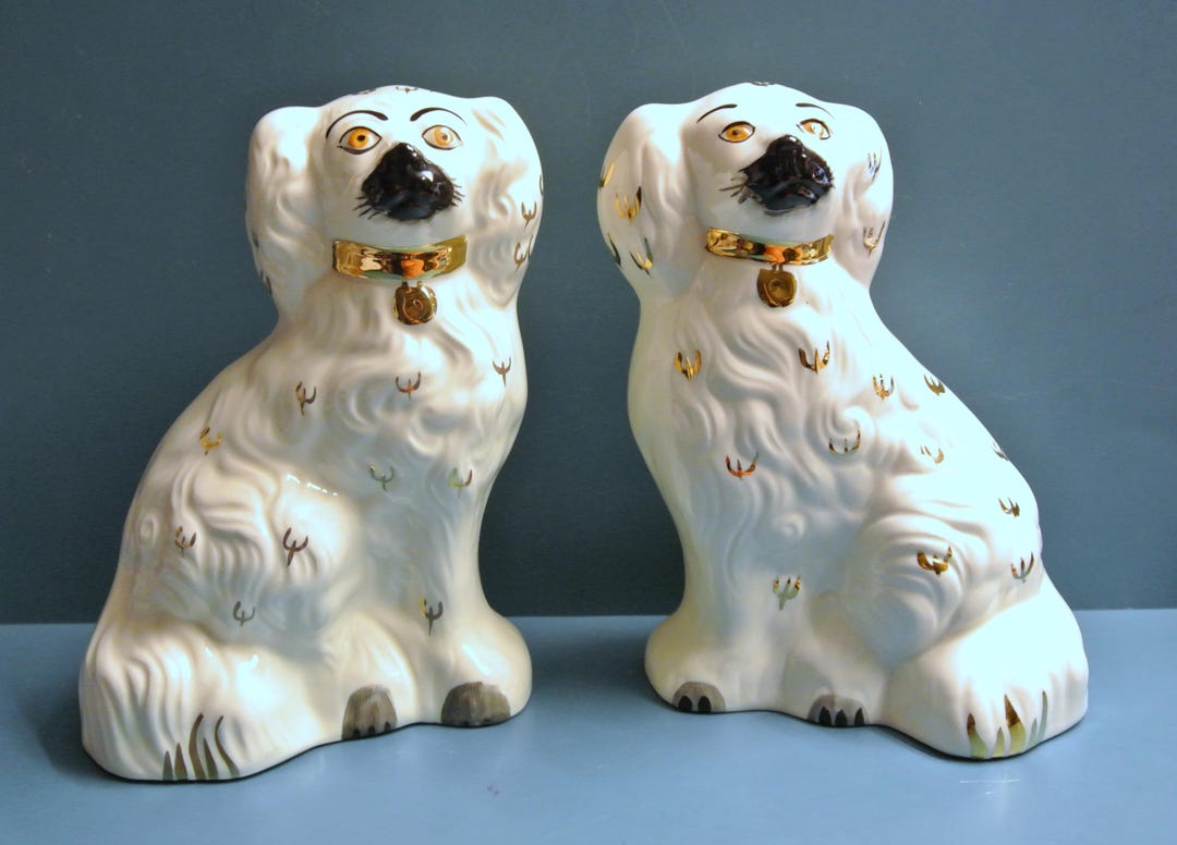 Vintage Beswick Staffordshire Wally Spaniel Dogs: 1950s Mantelpiece ...
