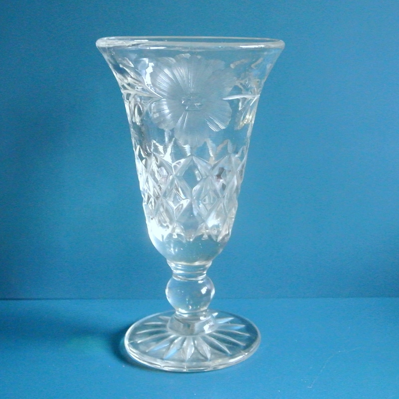 Footed Glass Vase - Etsy
