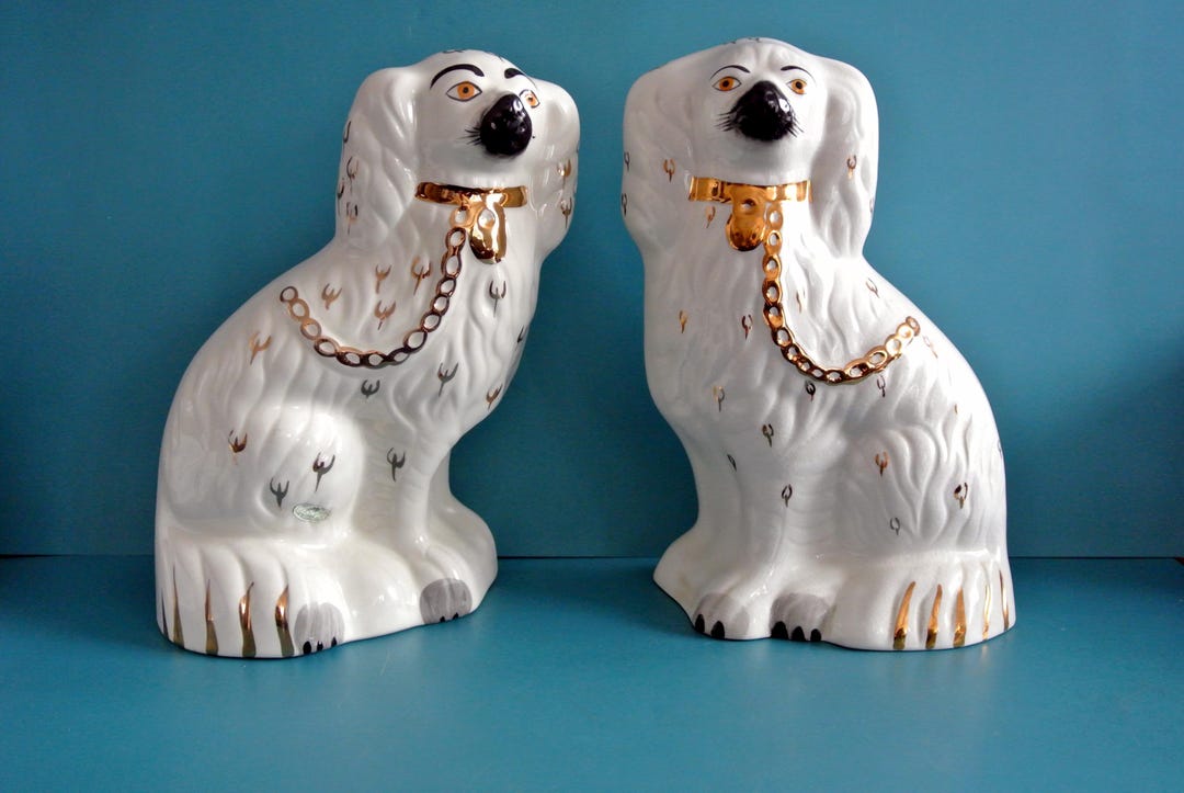 Vintage Beswick Staffordshire Spaniel Dogs: Hand-painted Ceramic ...