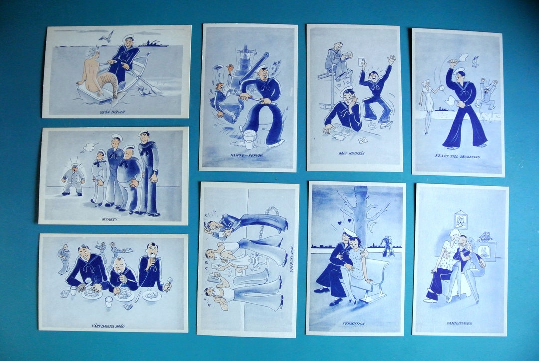Lot of 10 Swedish Vintage 1940s Unused Printed Paper Postcards With ...