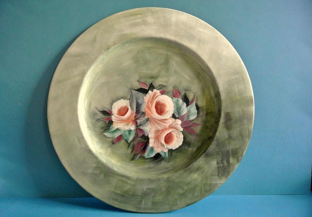 Grande assiette/ tenture murale suédoise vintage des années 1990 peinte ...