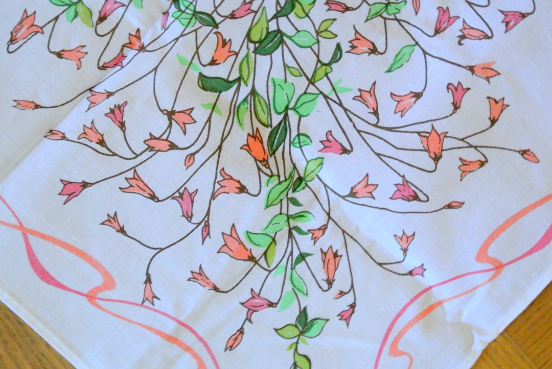 Swedish Vintage 1990s Unused Square Larger Printed Cotton Kicki Hankell ...