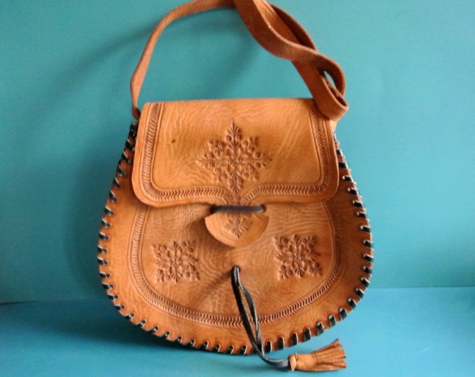 Vintage 1960s HANDMADE Spanish Hand-tooled Strong Natural Organic ...