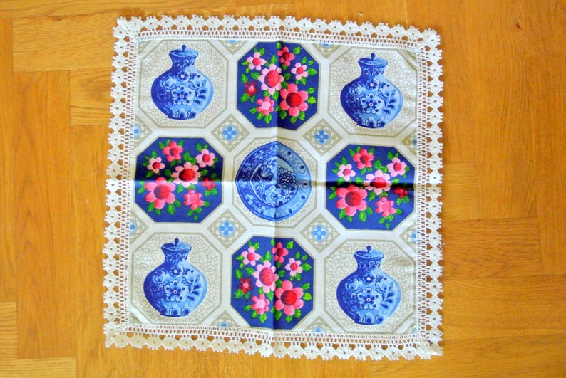 Vintage 1960s Swedish Cotton Tablecloth: Multicolor Octagon Design ...