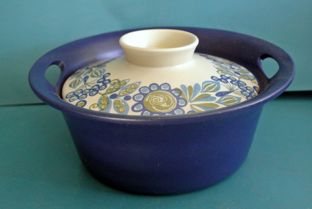 Vintage 1970s Norway Blue Figgio Flameware VULCANUS Ceramic Stoneware ...
