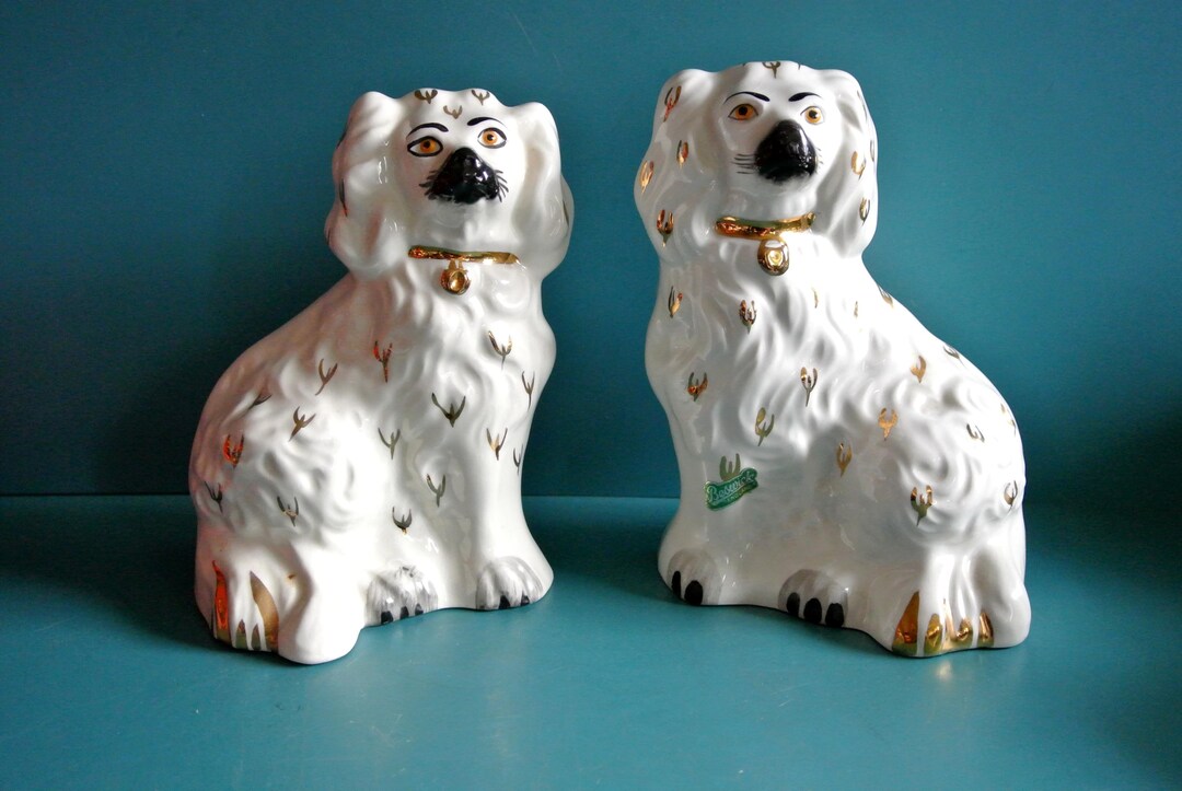 Vintage Beswick Staffordshire Spaniel Dogs: 1950s Hand-painted Ceramic ...