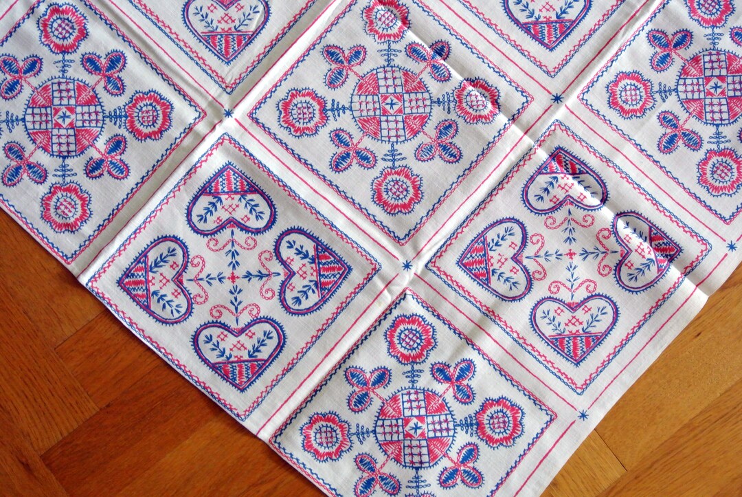 RARE Unused LARGE Vintage 1950s Rectangular Cotton Tablecloth With ...