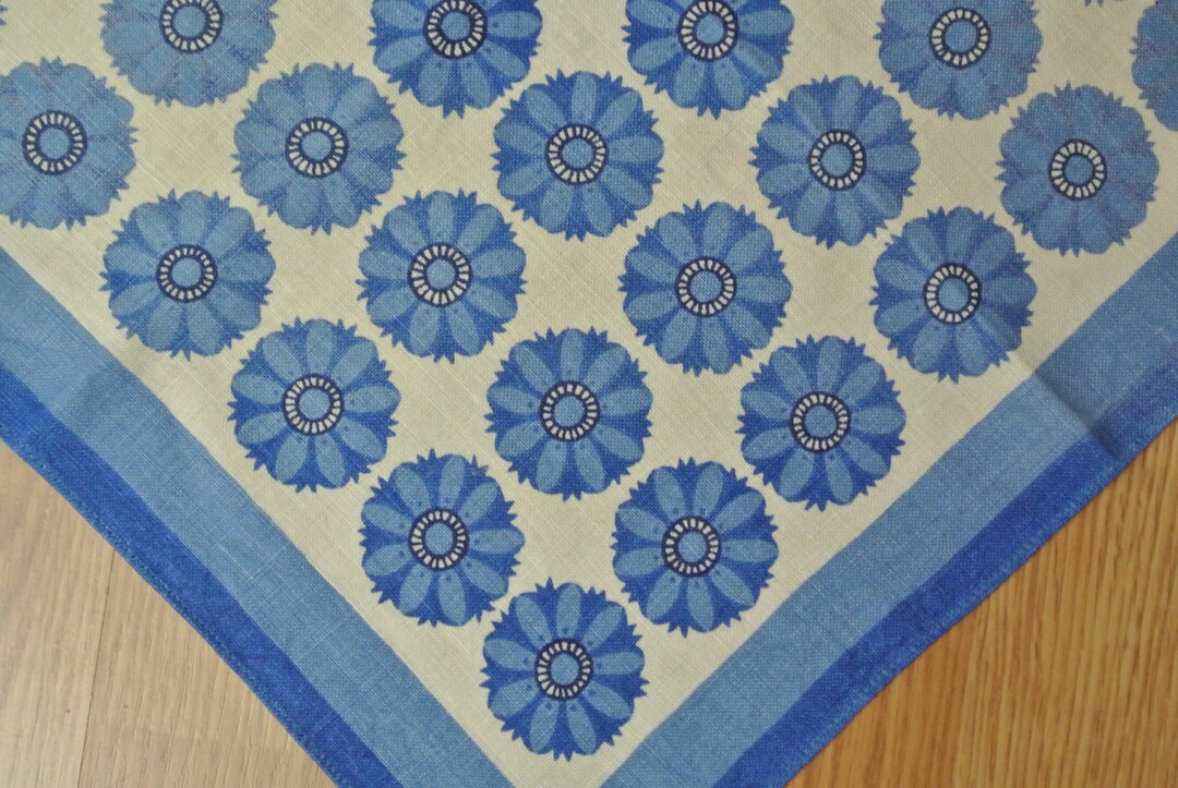 Swedish Retro Vintage 1950s Printed Linen Tablet Tablecloth With ...