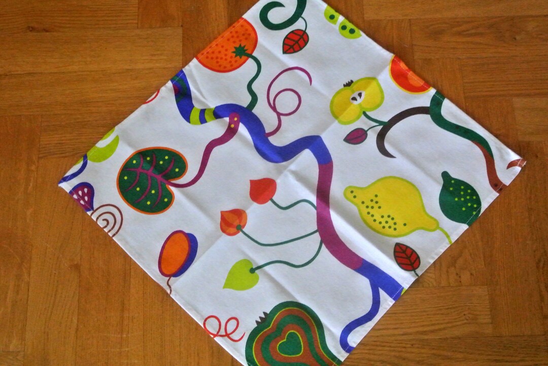 Swedish Retro Vintage 1980s Printed Cotton Fabric Design Tablet ...