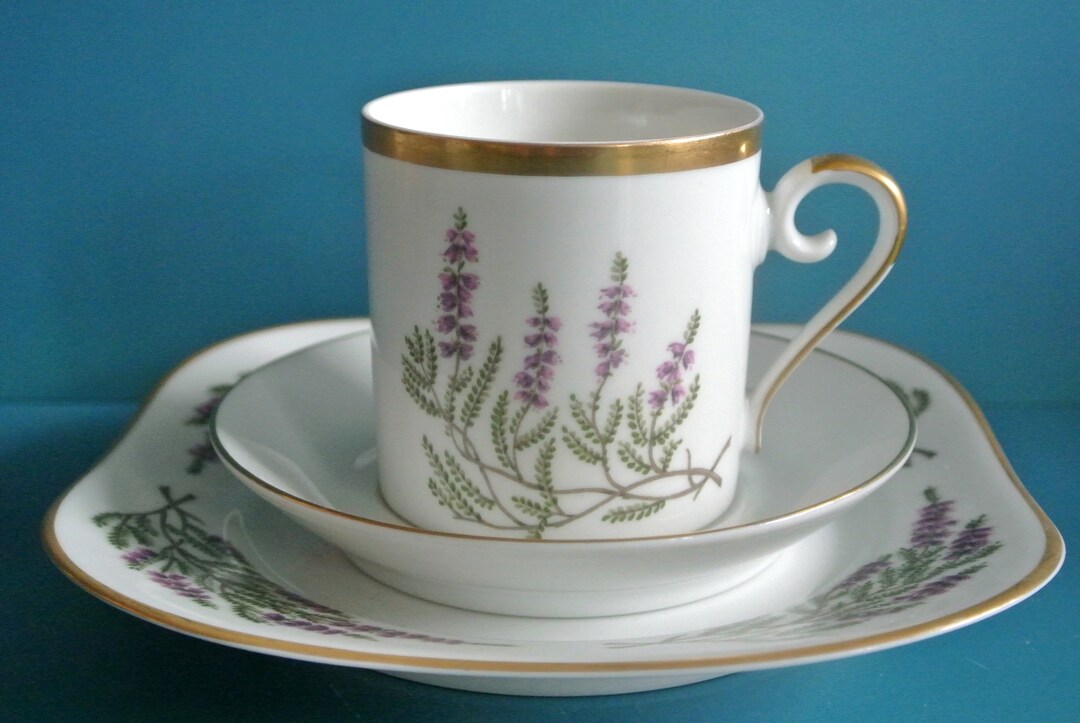 Vintage Hackefors Porcelain Coffee Cup With Plate: Swedish Heather ...