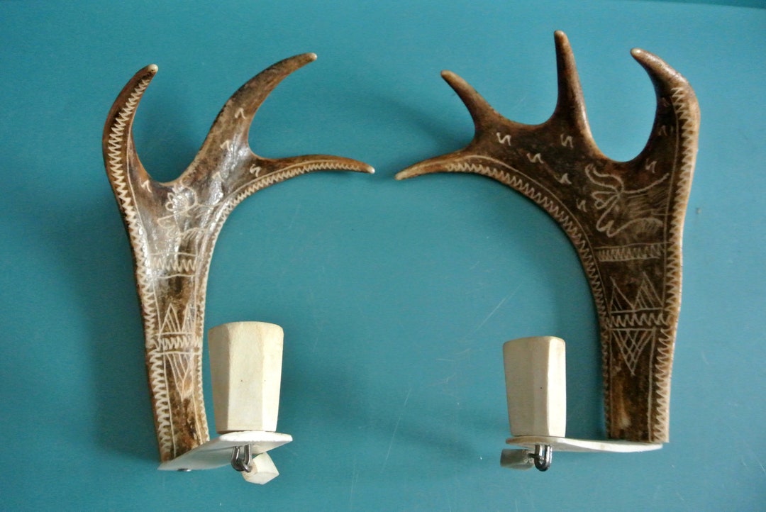 Pair of Swedish Retro Vintage 1950s Real Natural Organic Handcarwed ...