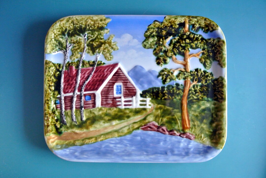 RARE Vintage 1950s Large Rectangular Schramberg Germany Handgemalt ...