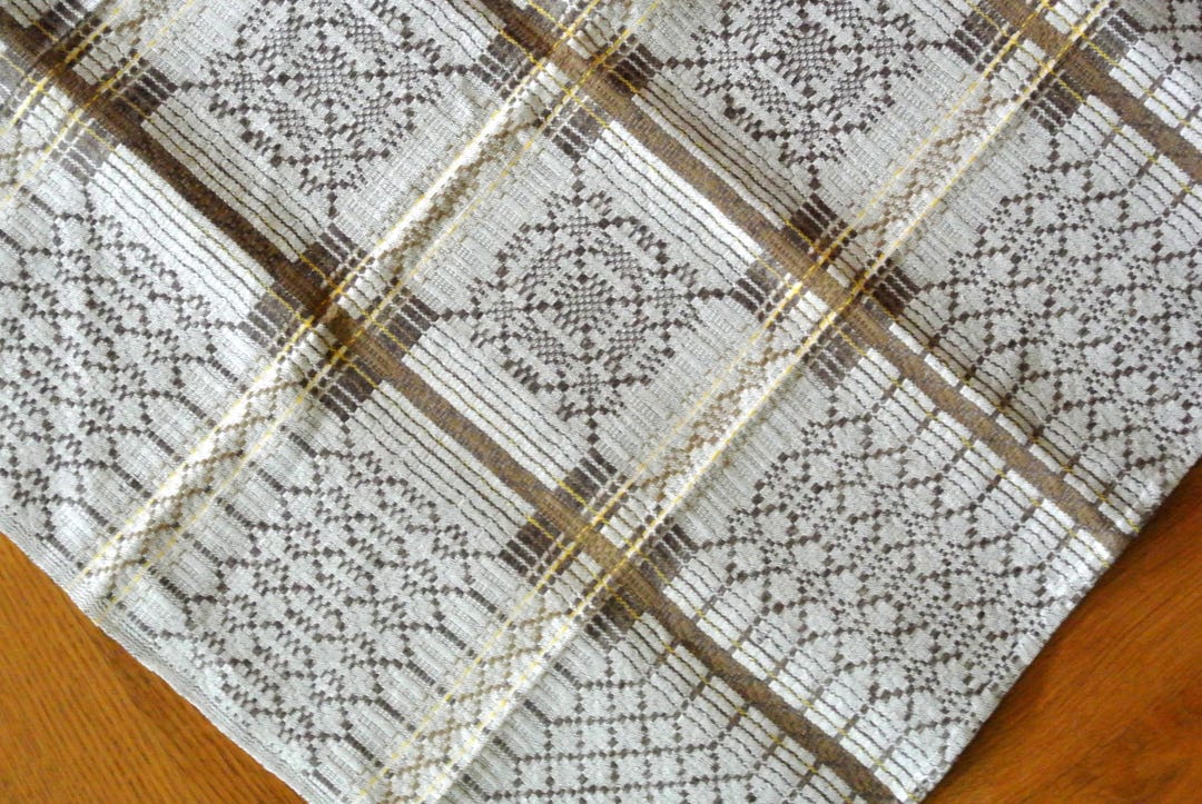 Vintage 1980s Larger Square Woven Cotton/ Linen Blend Tablet Tablecloth ...