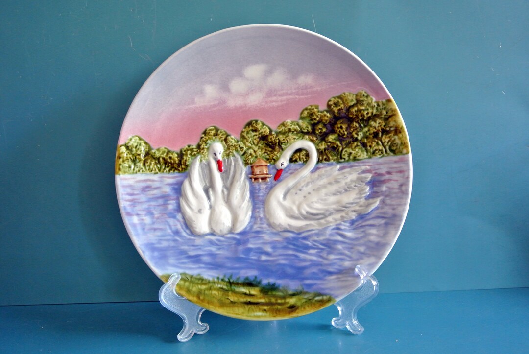 Vintage 1950s Larger Round Germany Schramberg Handgemalt Majolica ...