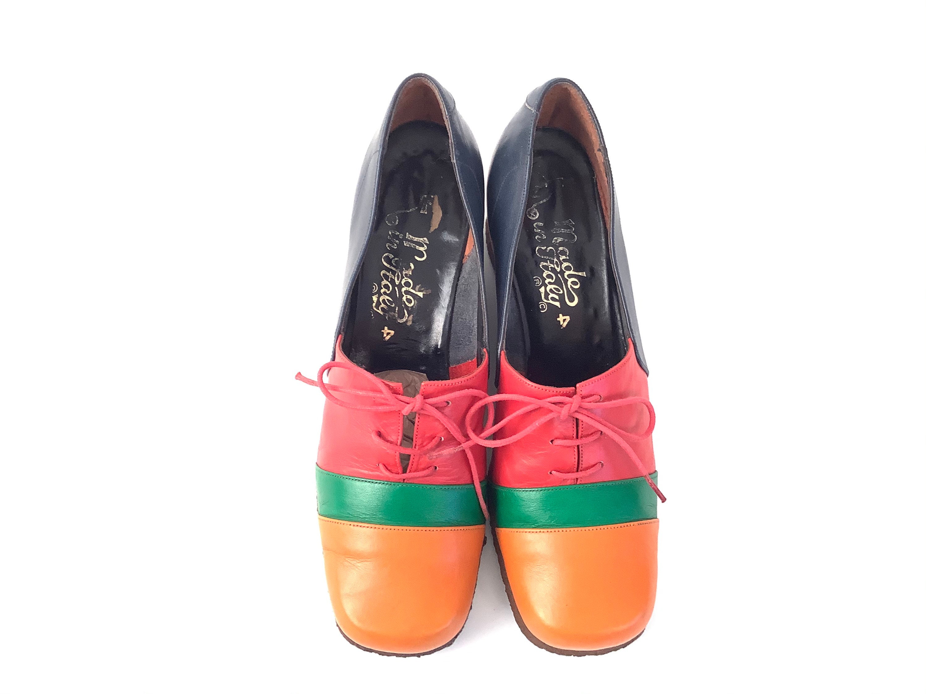 Rare Gum Shoe Loafers Color Block Mod 80s Funky Retro Vintage Size 7 ...