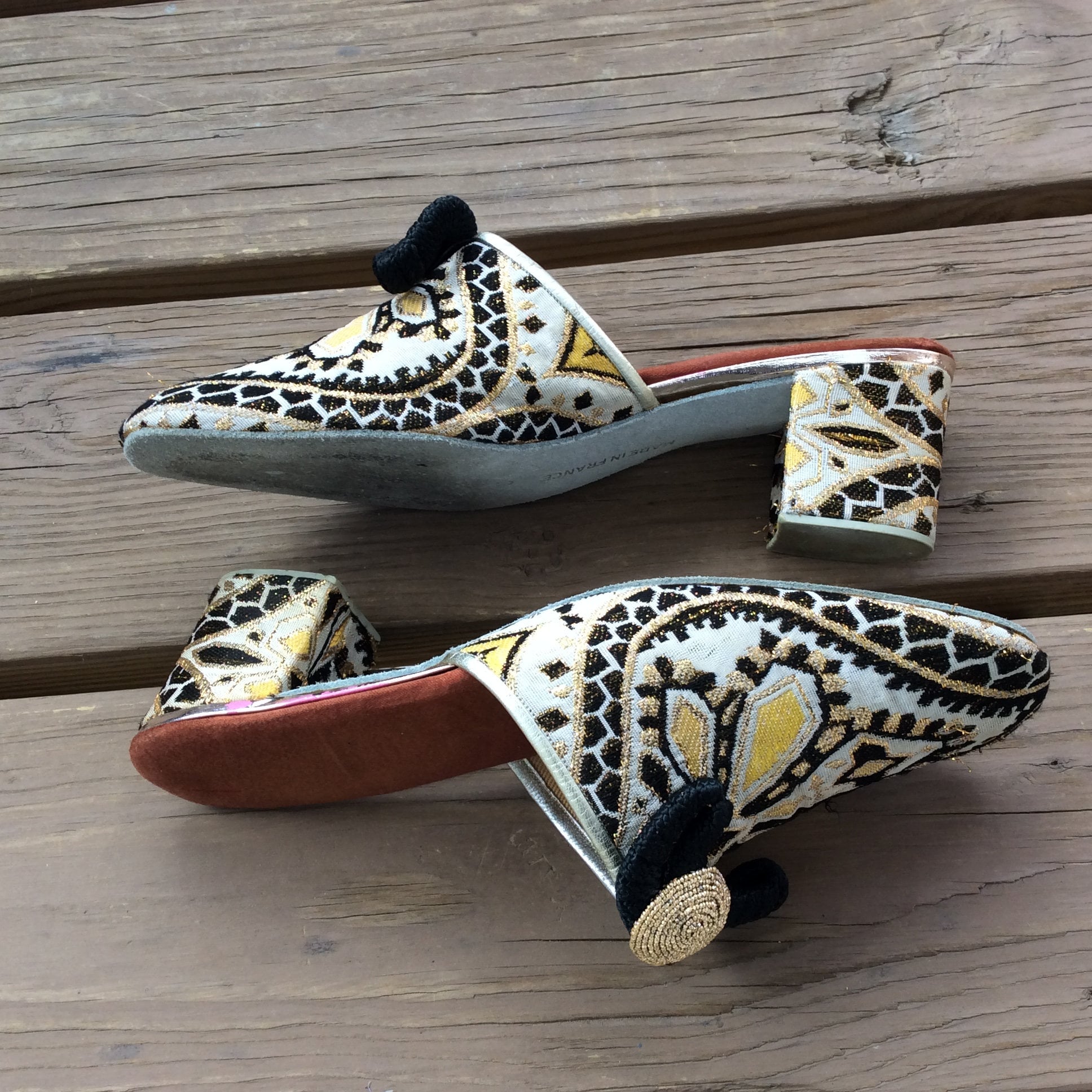 Funky mod Vintage brocade house slippers floral 60s 70s made | Etsy