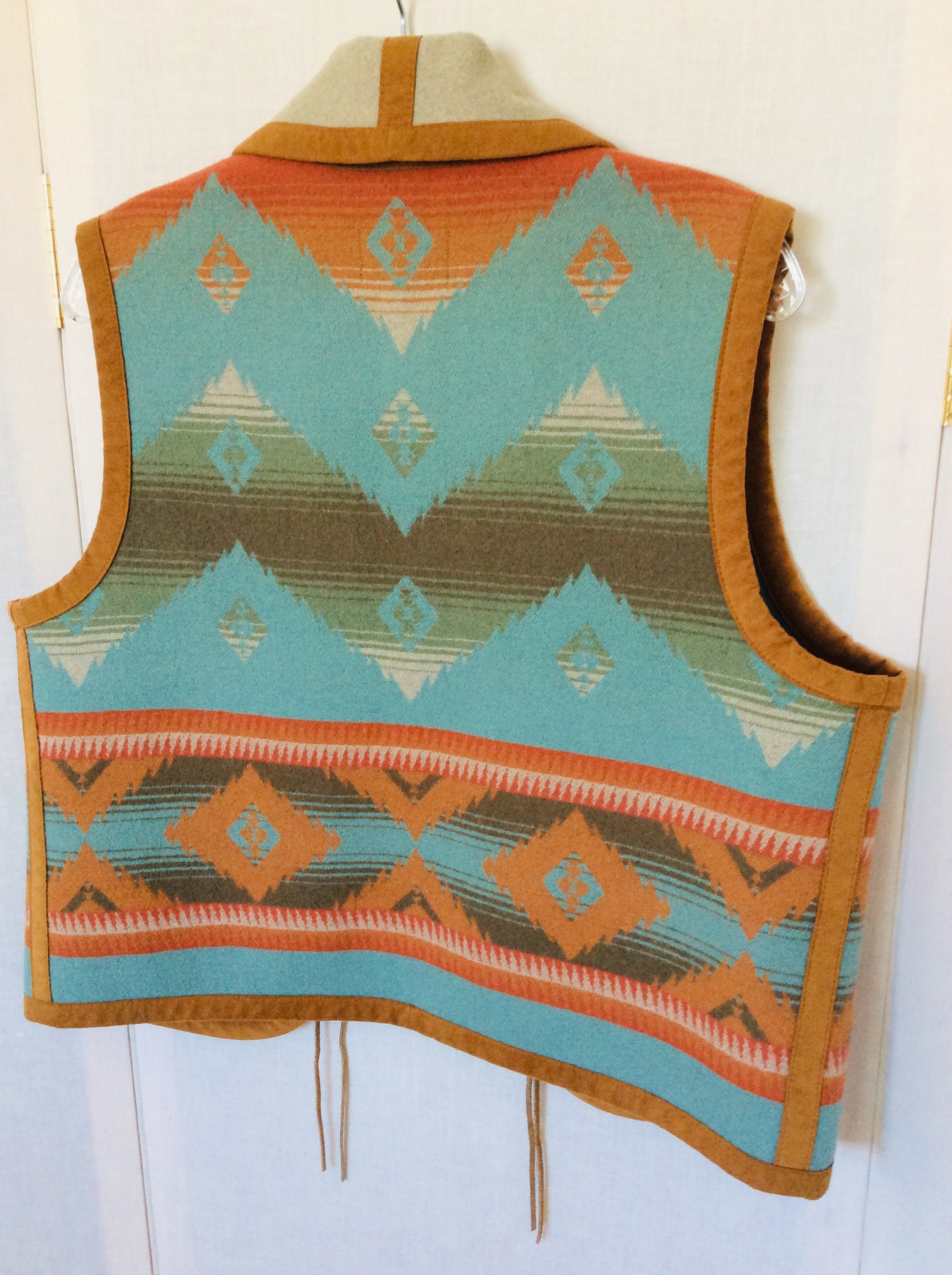 Vintage Pendleton Western Vest Wool Blanket Style Santa Fe Southwestern ...
