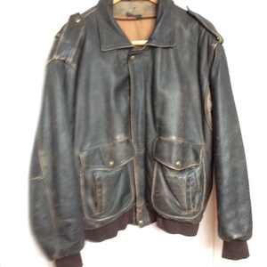 Distressed Leather Bomber Jacket Retro Vintage Medium Size - Etsy