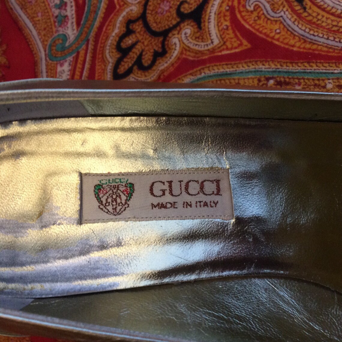 Vintage Gucci Gold Tone Heels 1980 90s Pumps Shoes Size 8 to 8.5 Funky ...