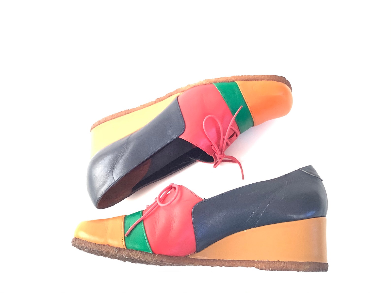 Rare Gum Shoe Loafers Color Block Mod 80s Funky Retro Vintage Size 7 ...