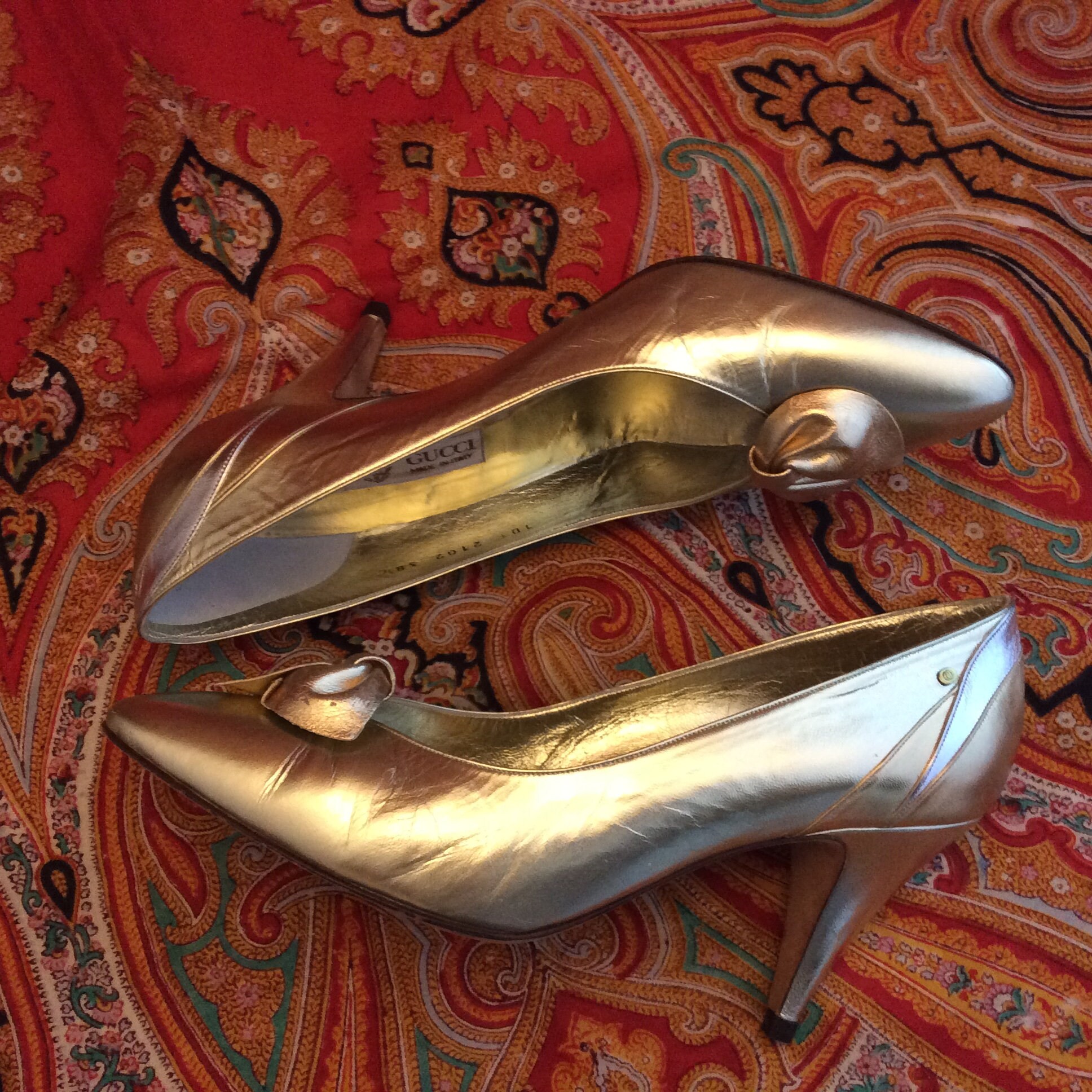 Vintage Gucci Gold Tone Heels 1980 90s Pumps Shoes Size 8 to | Etsy