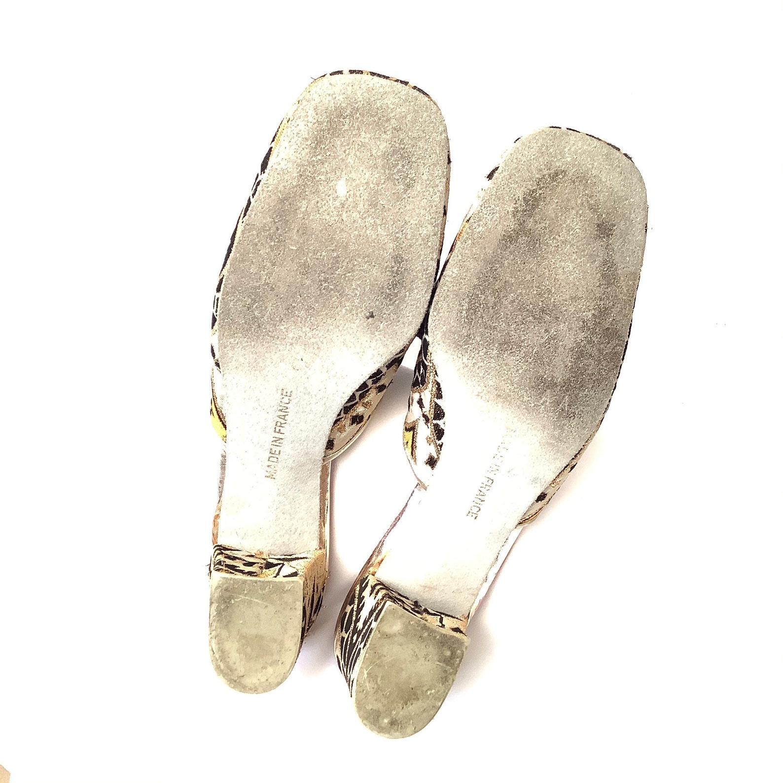 Funky Mod Vintage Brocade House Slippers Floral 60s 70s Made in France ...