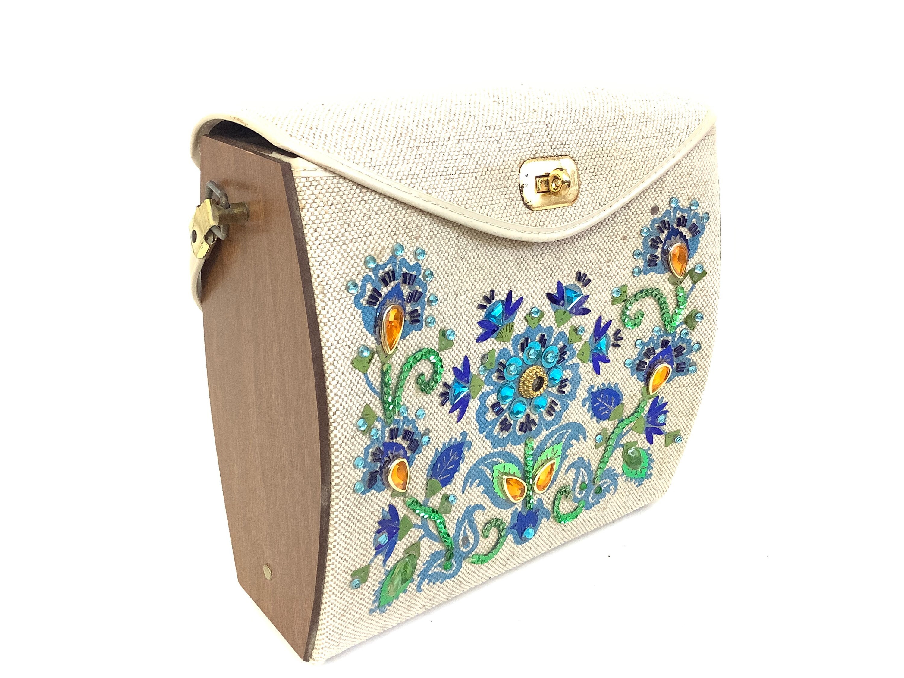 Vintage Bag Kit by Number 60s 70s Boho Linen Walnut Finish Decorative ...