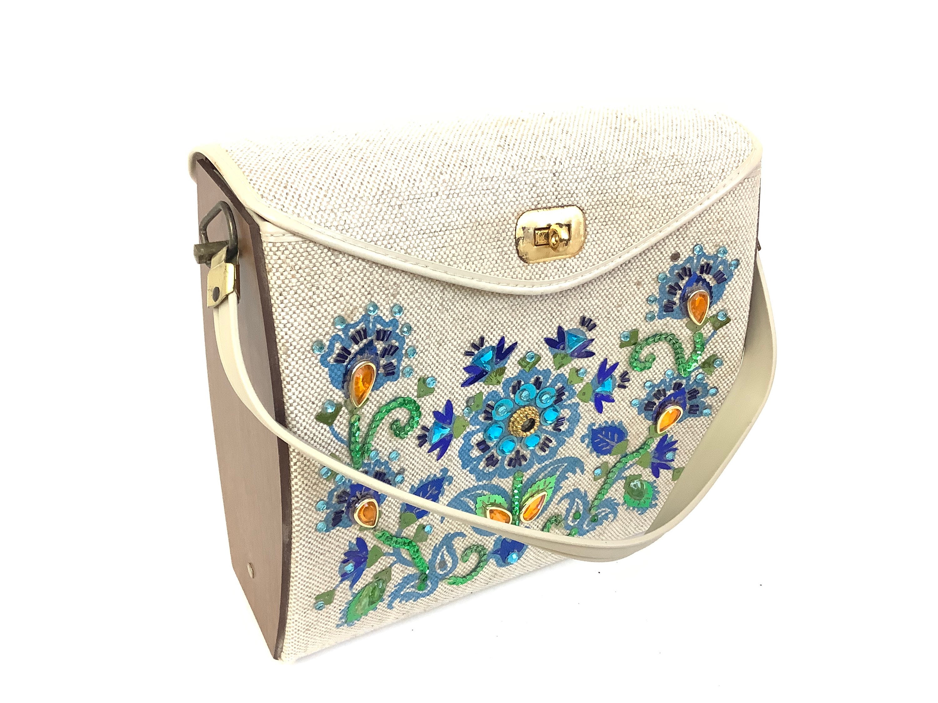 Vintage Bag Kit by Number 60s 70s Boho Linen Walnut Finish Decorative ...