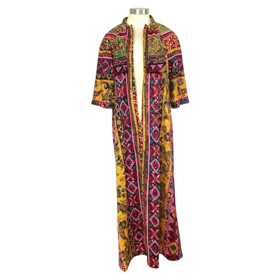 1960s mod maxi dress vintage multi color bold funky s… - Gem