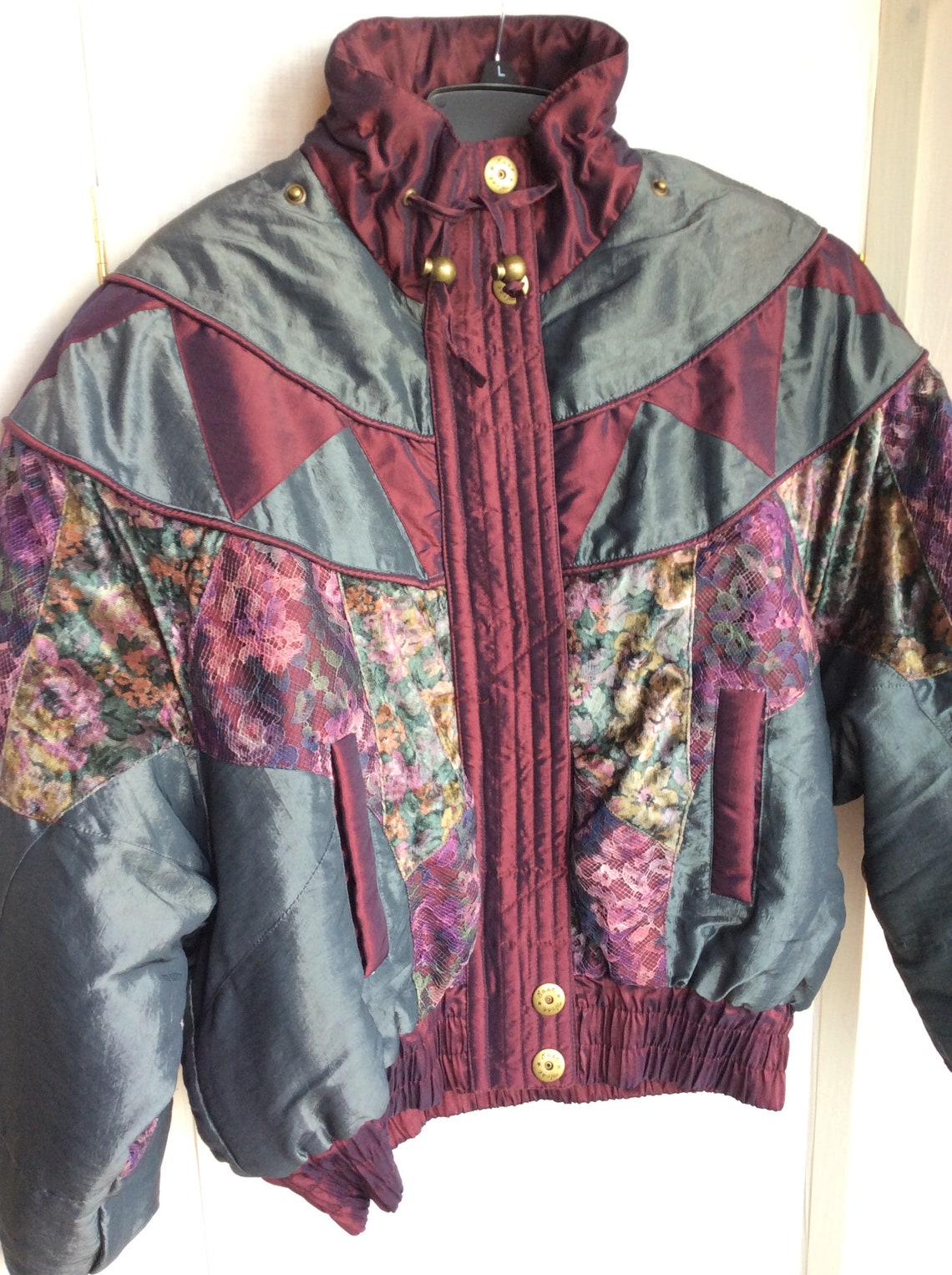 Vintage bomber jacket 80s new old stock medio floral - Etsy España