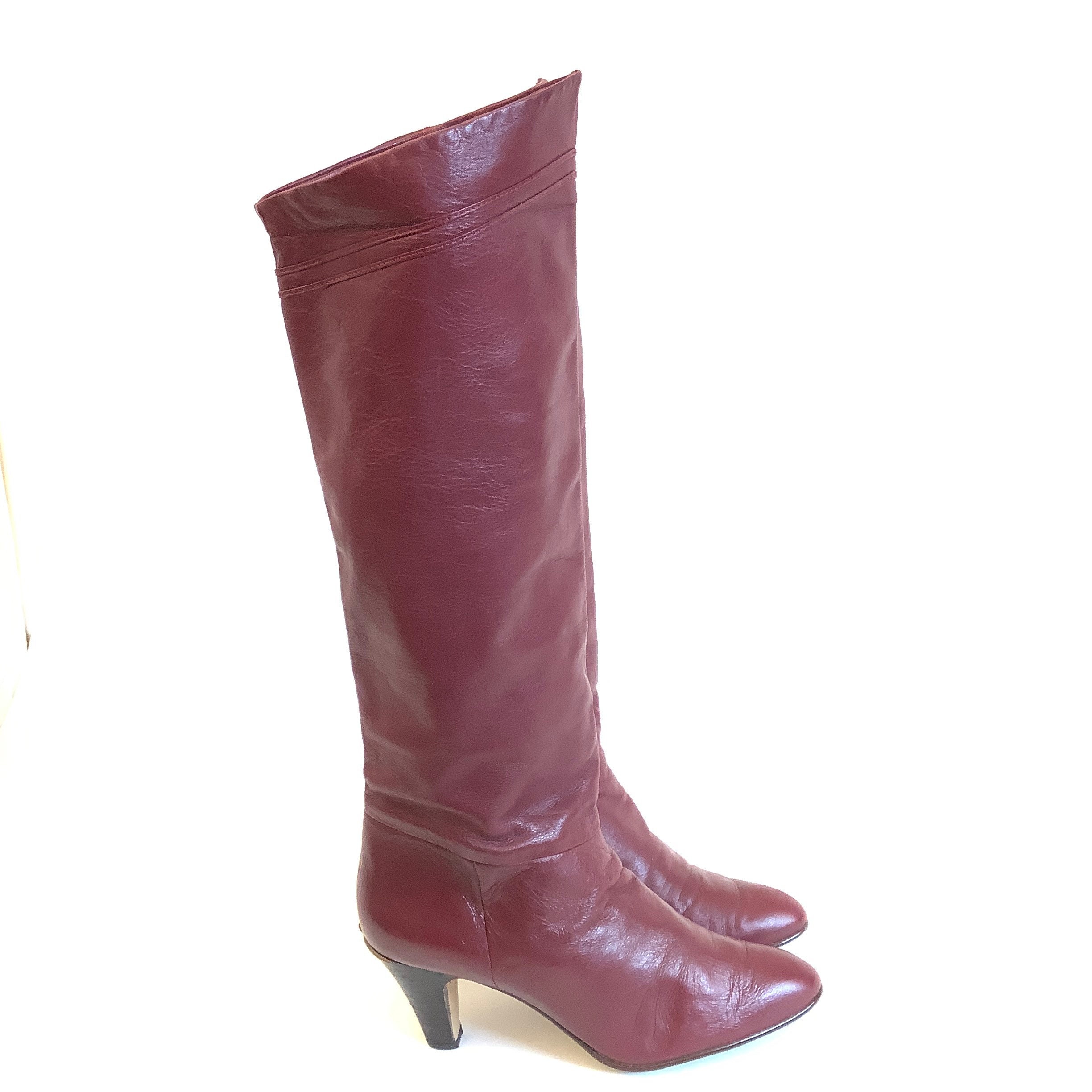 Vintage Aigner Retro 80s Tall Boots Etienne Aigner 7 to 7.5 Slouch Fold ...