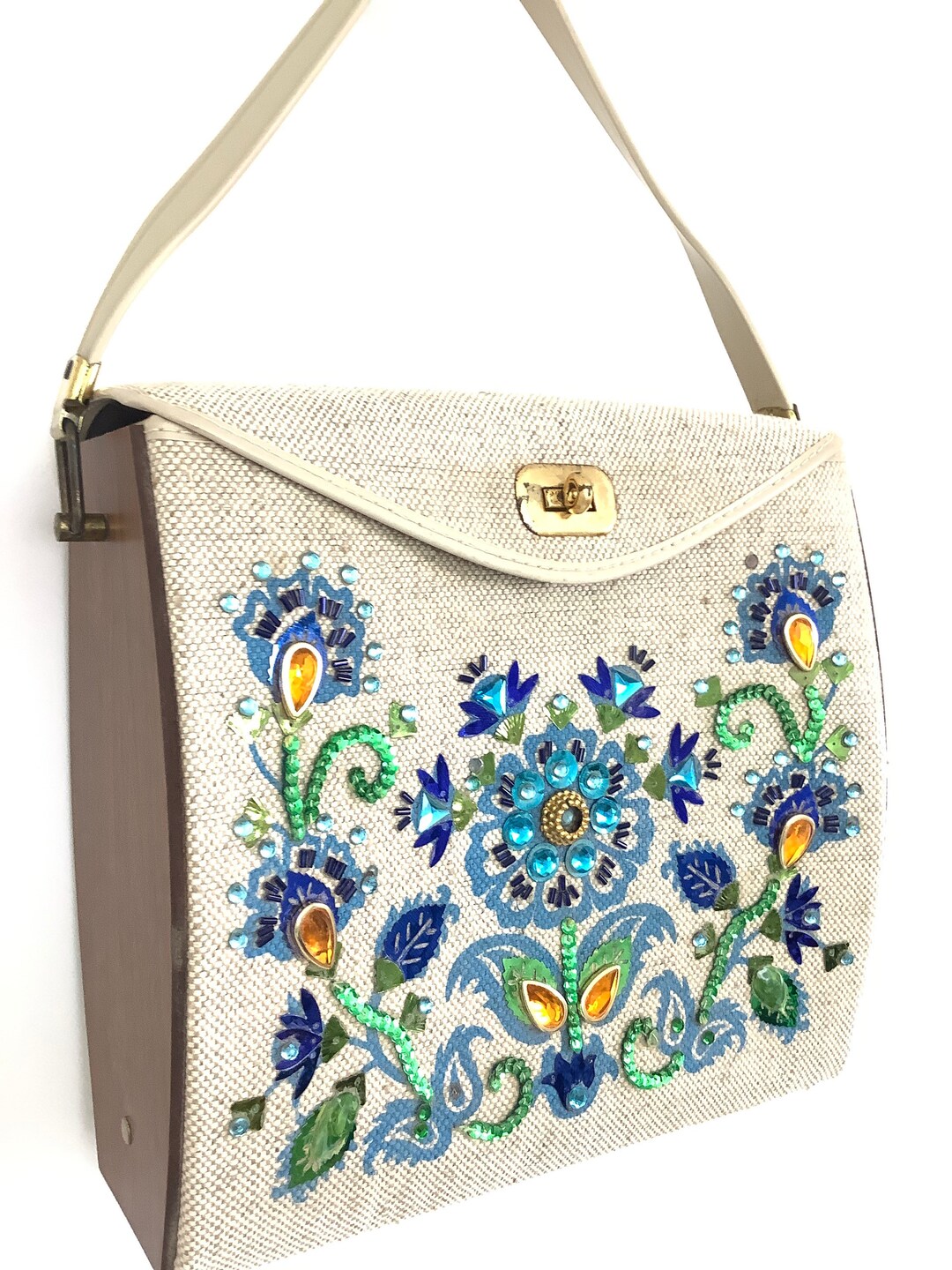 Vintage Bag Kit by Number 60s 70s Boho Linen Walnut Finish Decorative ...