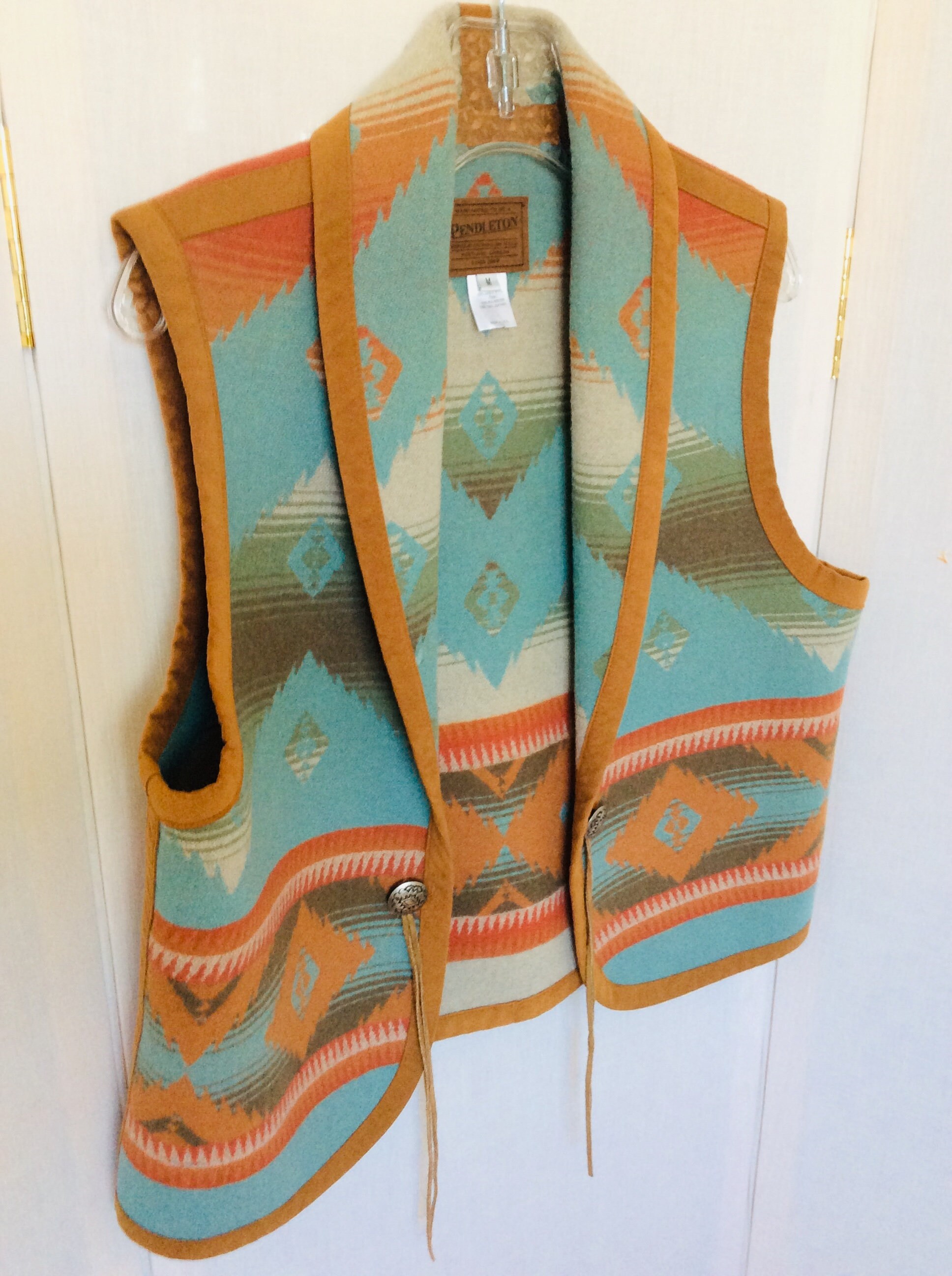 Vintage Pendleton Western Vest Wool Blanket Style Santa Fe Southwestern ...