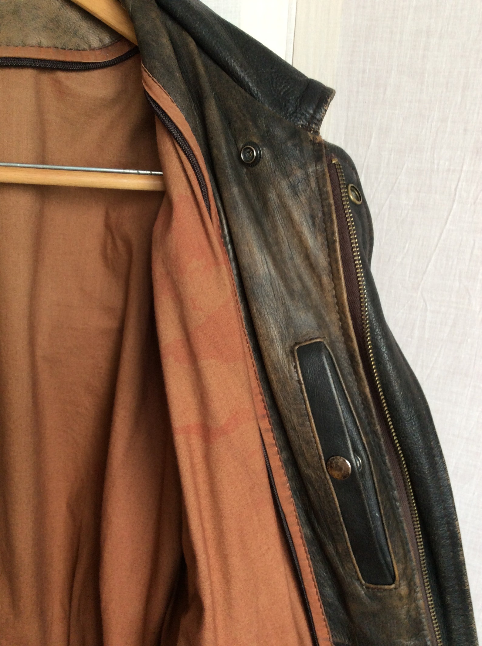 Distressed Leather Bomber Jacket Retro Vintage Medium Size - Etsy