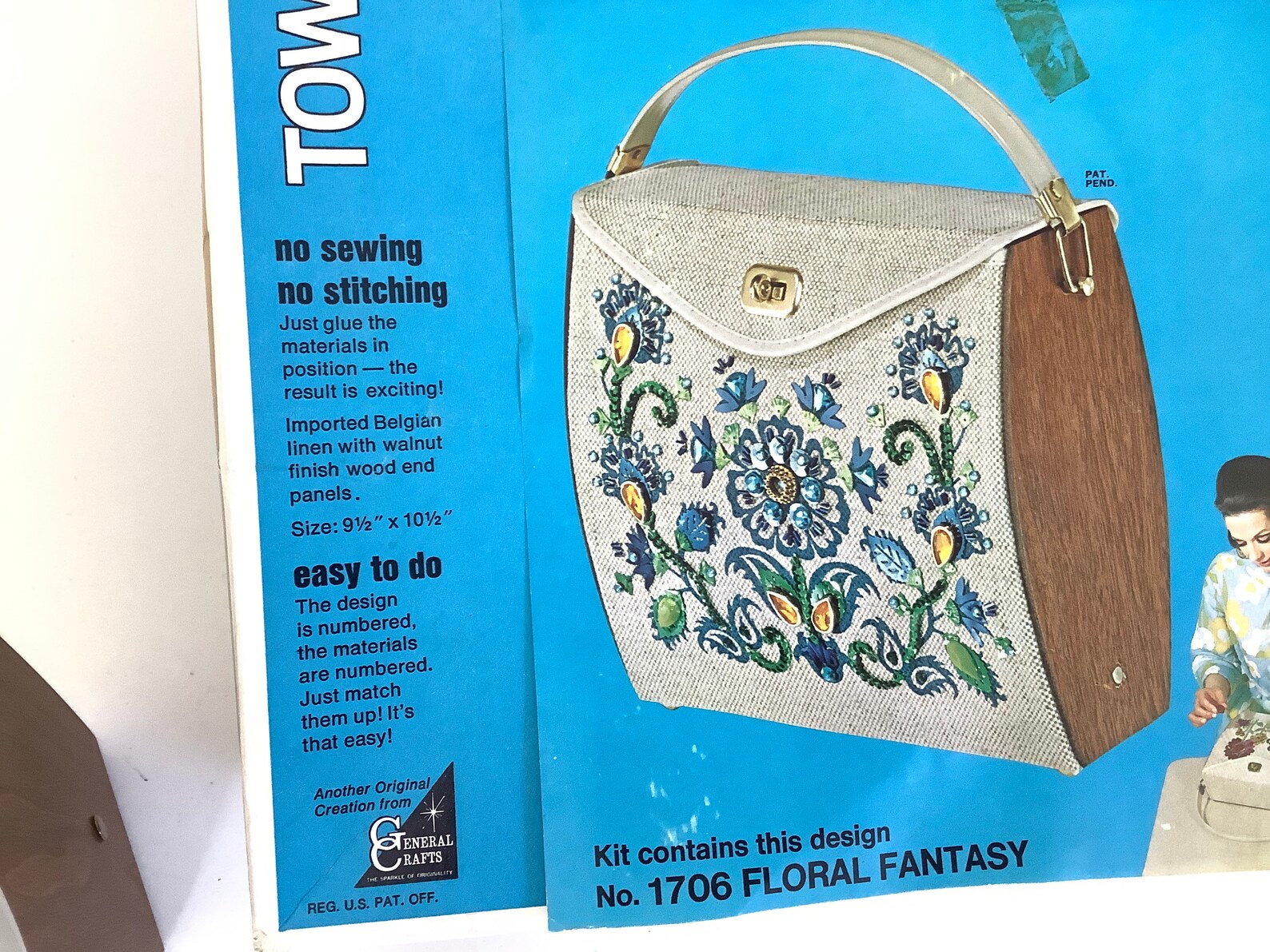 Vintage Bag Kit by Number 60s 70s Boho Linen Walnut Finish Decorative ...