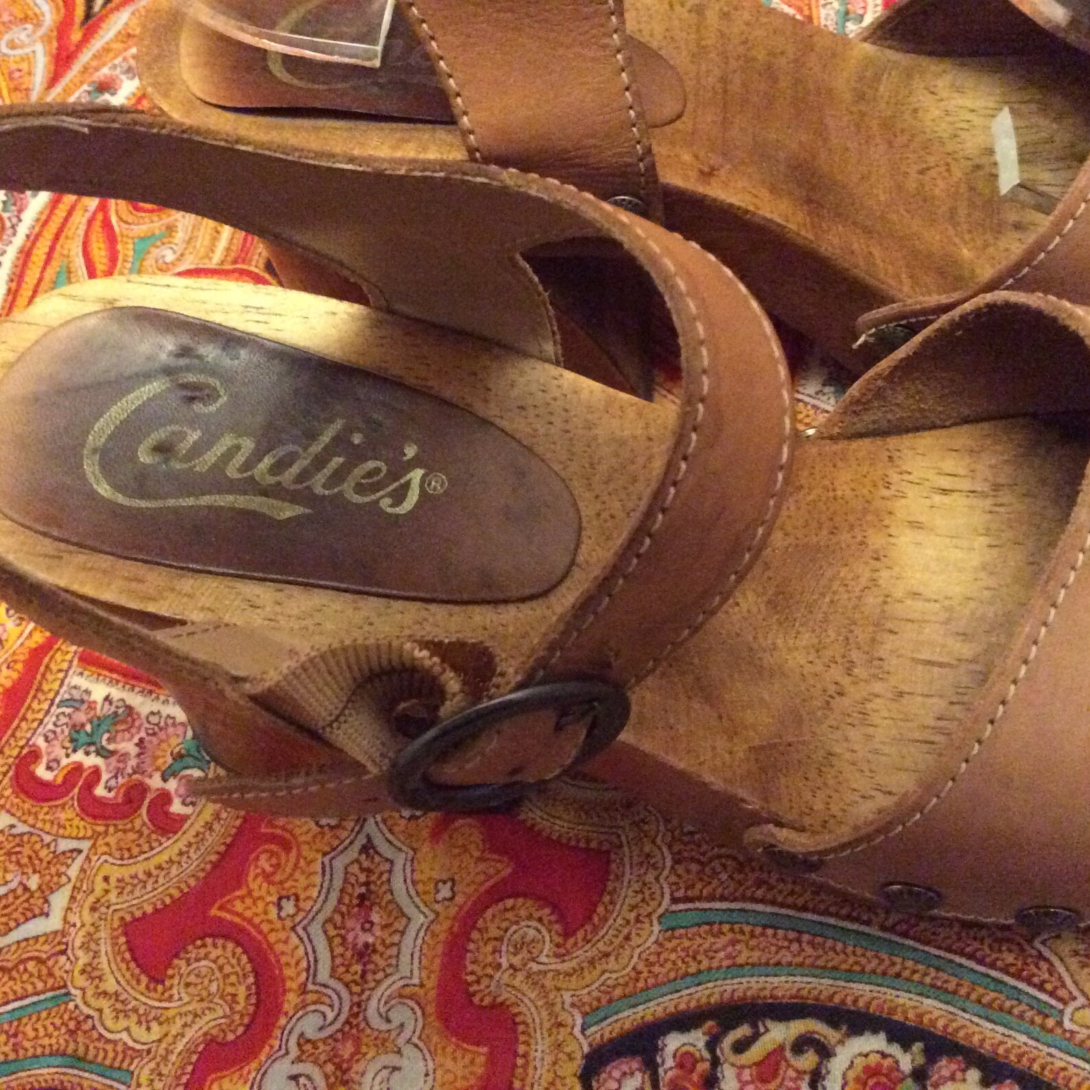 Size 10 Vintage Sandals Platform Wood Sole Chunky Block Heel - Etsy