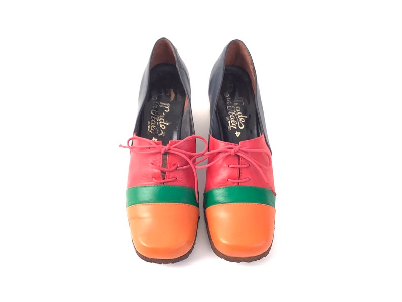 Rare Gum Shoe Loafers Color Block Mod 80s Funky Retro Vintage Size 7 ...